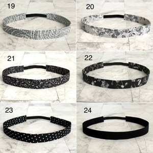 Narrow Cotton Headband: Handmade Thin Hair Band With Elastic Back. No ...