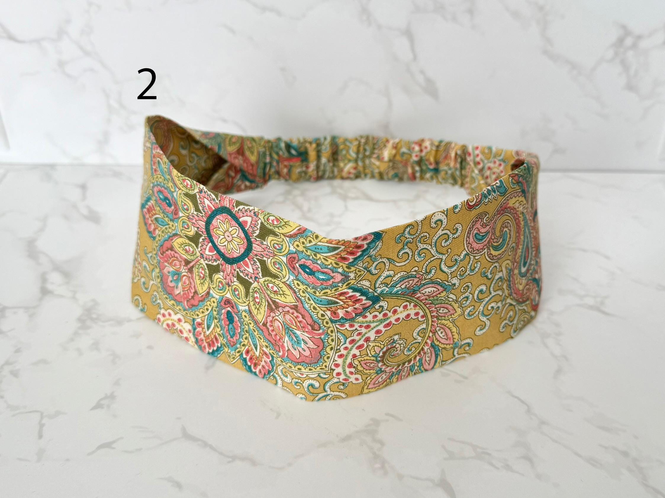 Wide Cotton Headband: Floral Print, Elastic Back, 3 Inch - Etsy