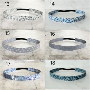 Narrow Cotton Headband: Handmade Thin Hair Band With Elastic Back. No ...