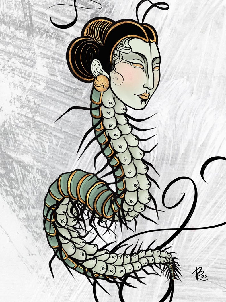 Madame Centipede - Bugs With Boobs Series by Lor Begent - Archival Illustrative Print - Irezumi ...