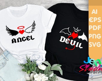Angel and Devil Svg | Etsy