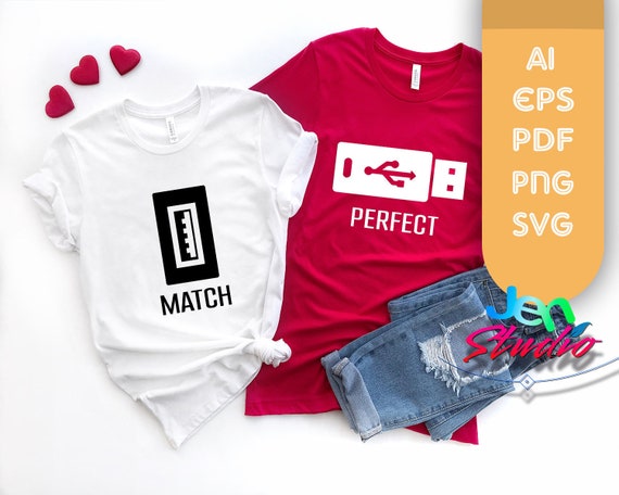 Match & Perfect couple svg Valentine day svg Pendrive couple | Etsy