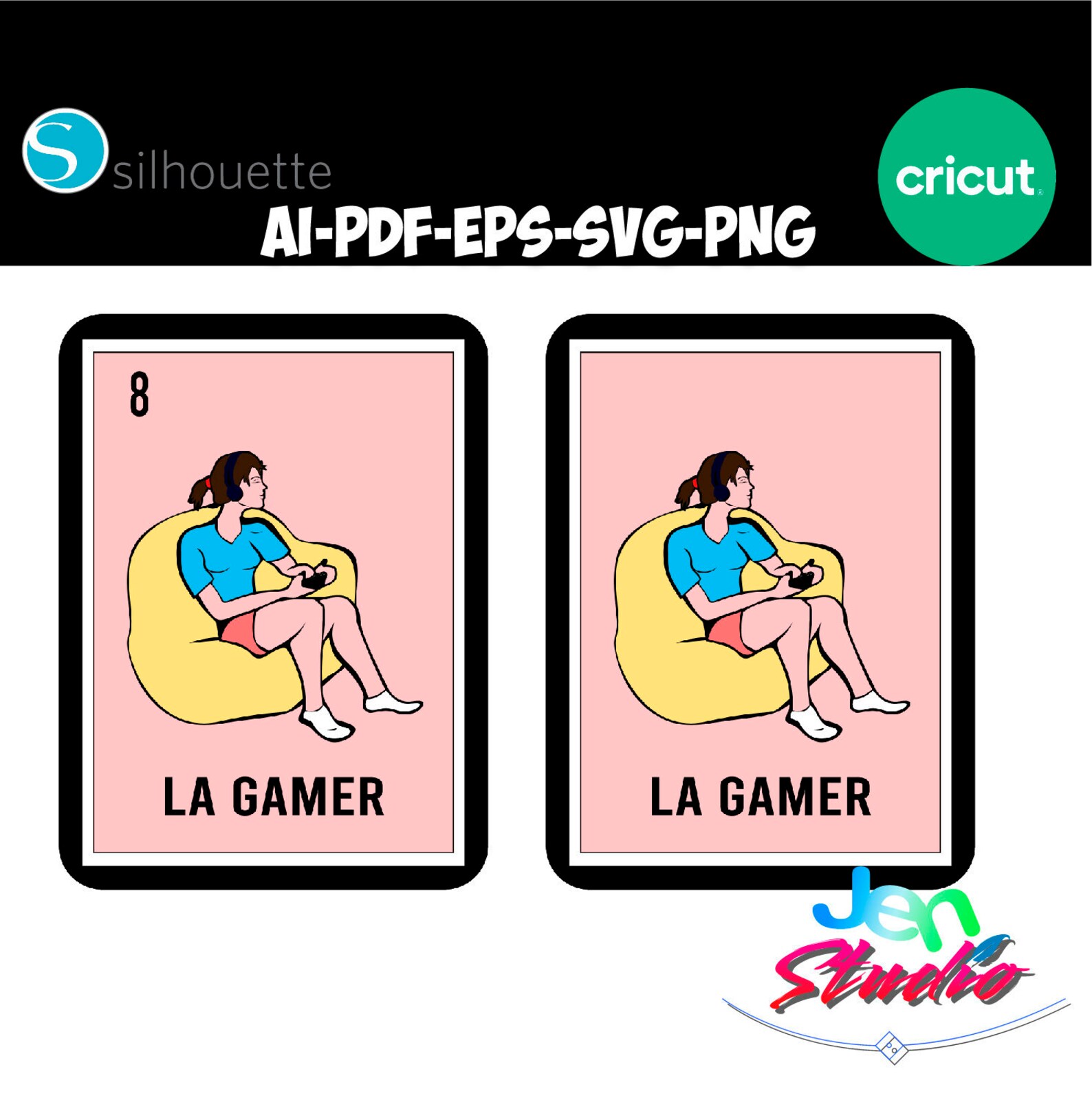 La Gamer Svg, La Gamer Png, Loteria Card Svg, Mexican Loteria Svg ...