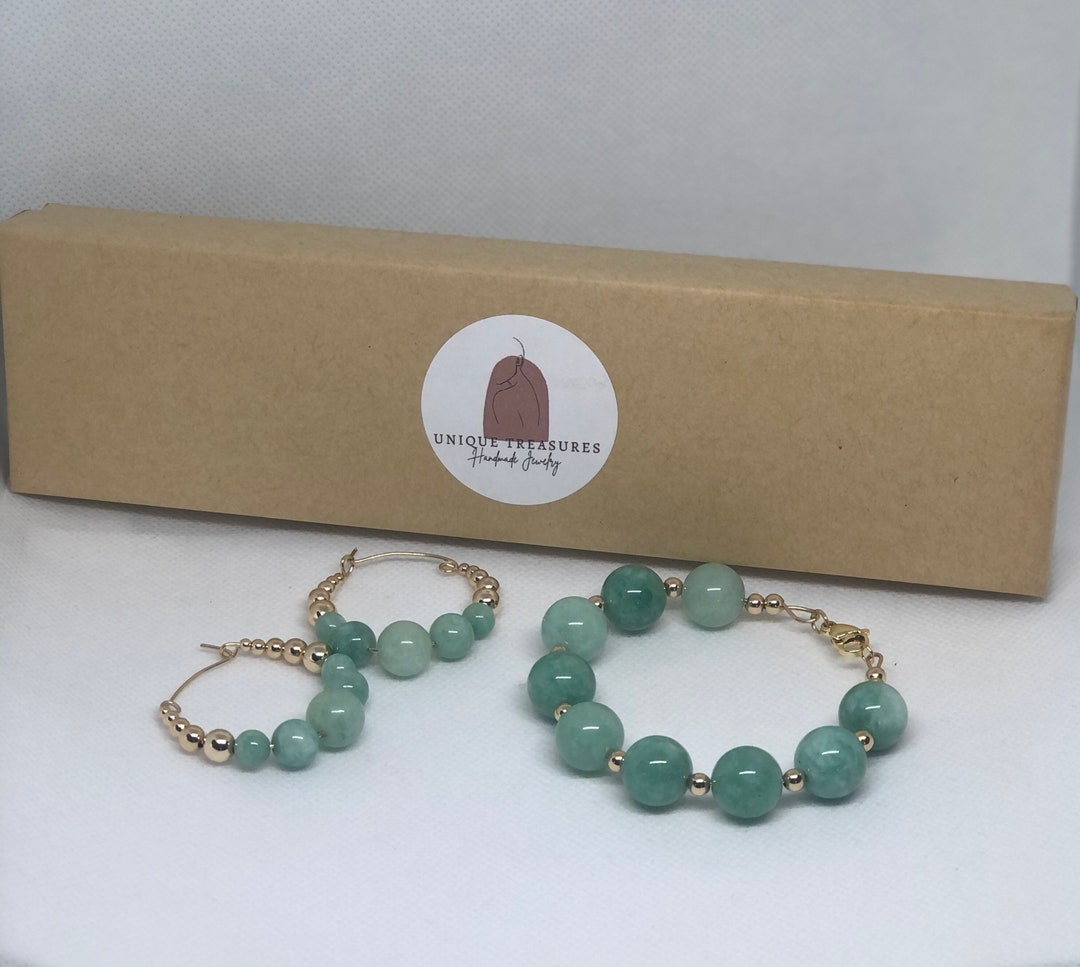 Jade Bangle & Hoops Set - Etsy