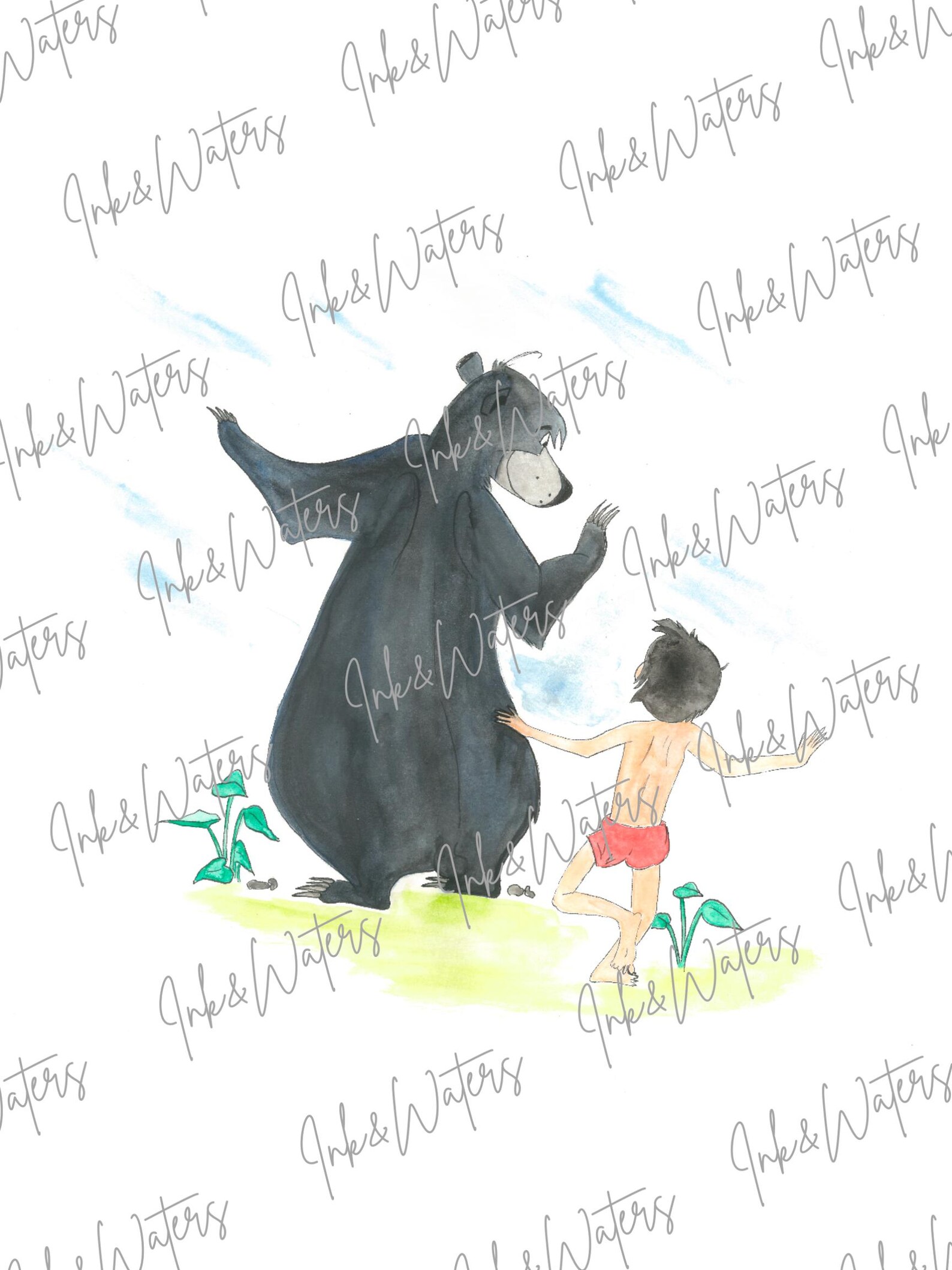 Jungle Book Hand Drawn Ink and Watercolor - Etsy