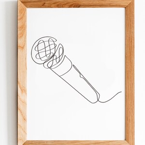 Abstract Microphone, Music Print, Minimalist Art, Single Line ...