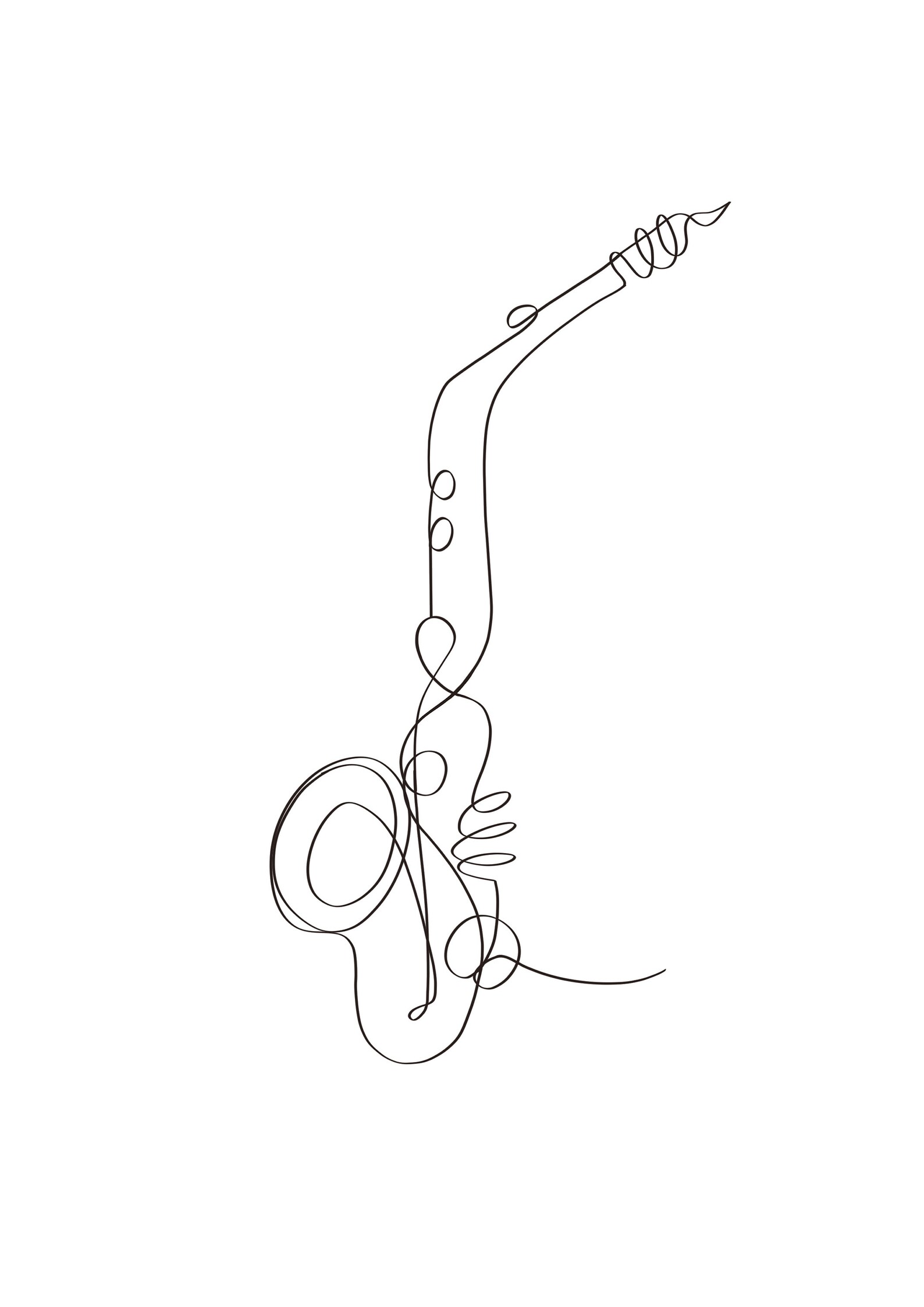Saxophone Print, Minimalist Art, Single Line, Abstract Illustration ...