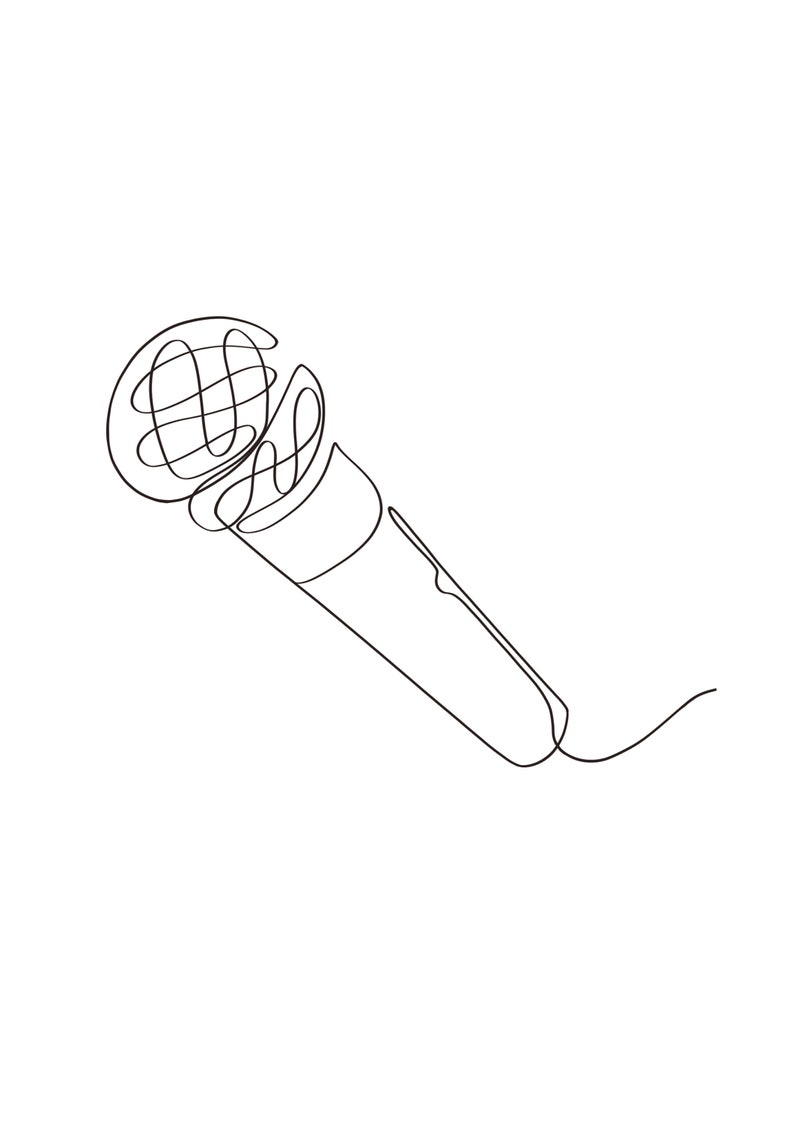 Abstract Microphone, Music Print, Minimalist Art, Single Line ...