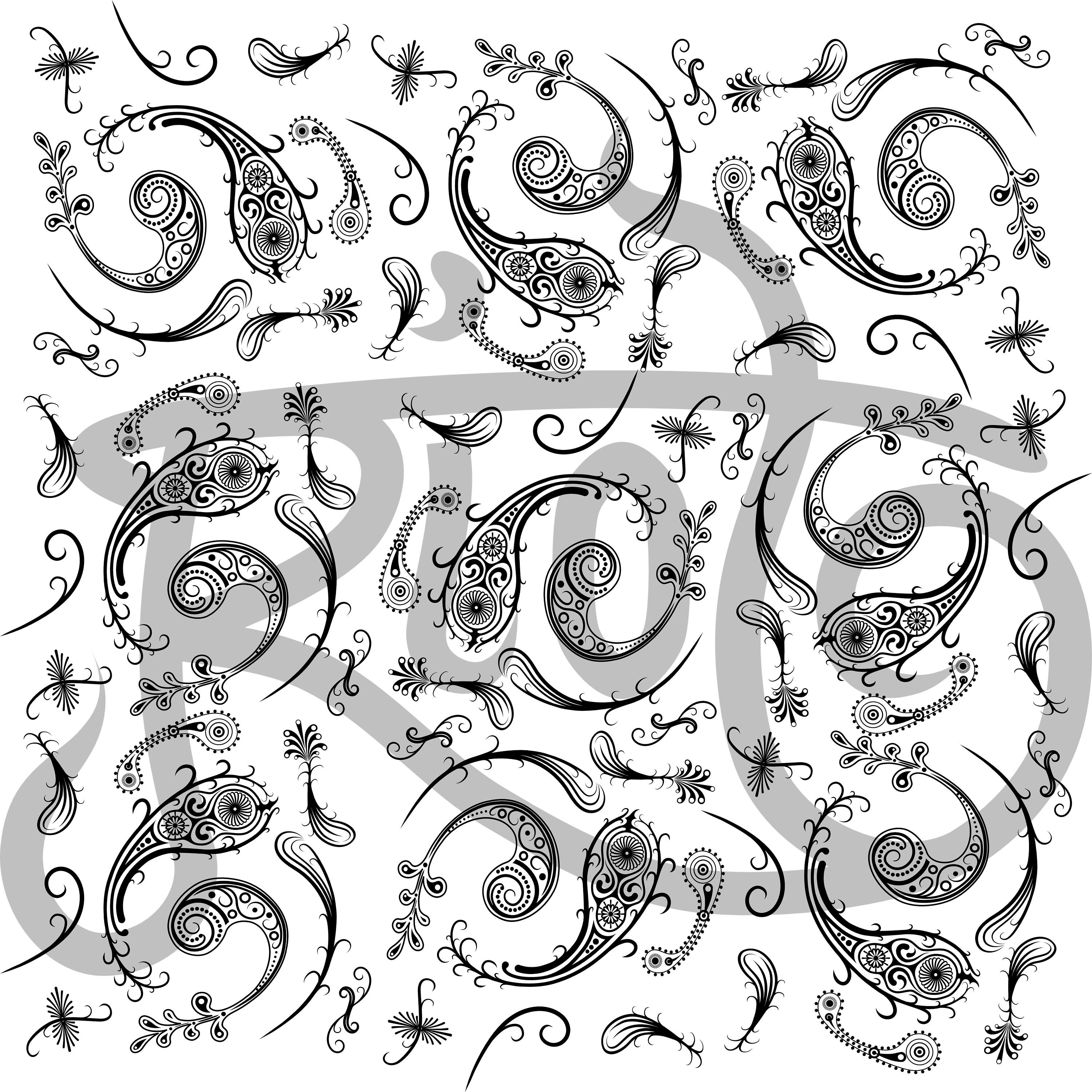 Vector Paisley Tiles Digital Download Customizable Printable SVG - Etsy
