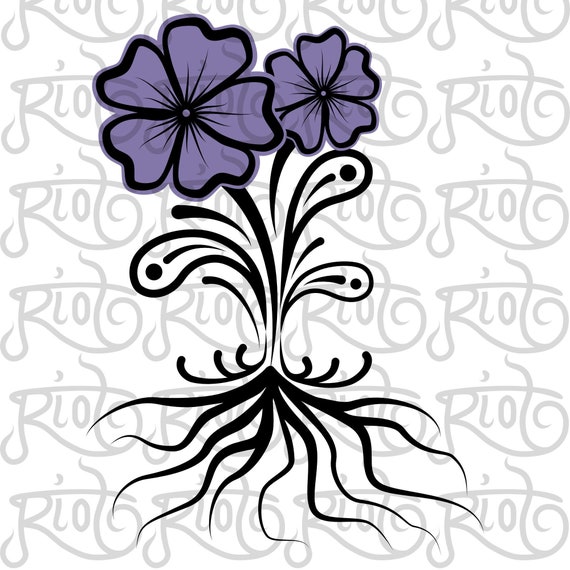 Flower With Roots Printable Cut File SVG PDF JPEG | Etsy