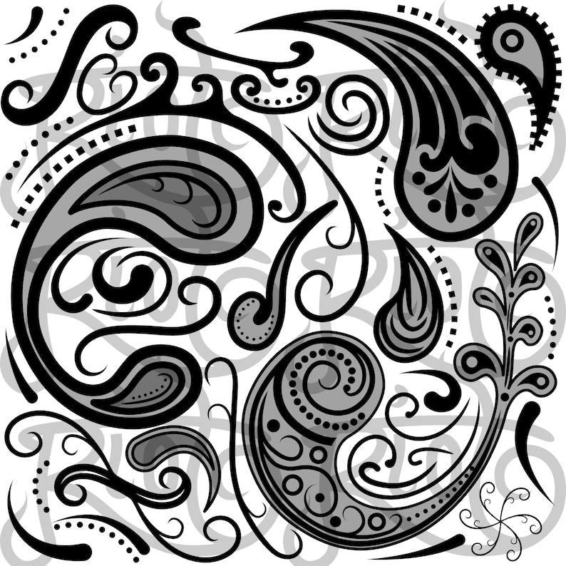Vector Paisley SVG Digital Download Customizable Cut File or Printable ...