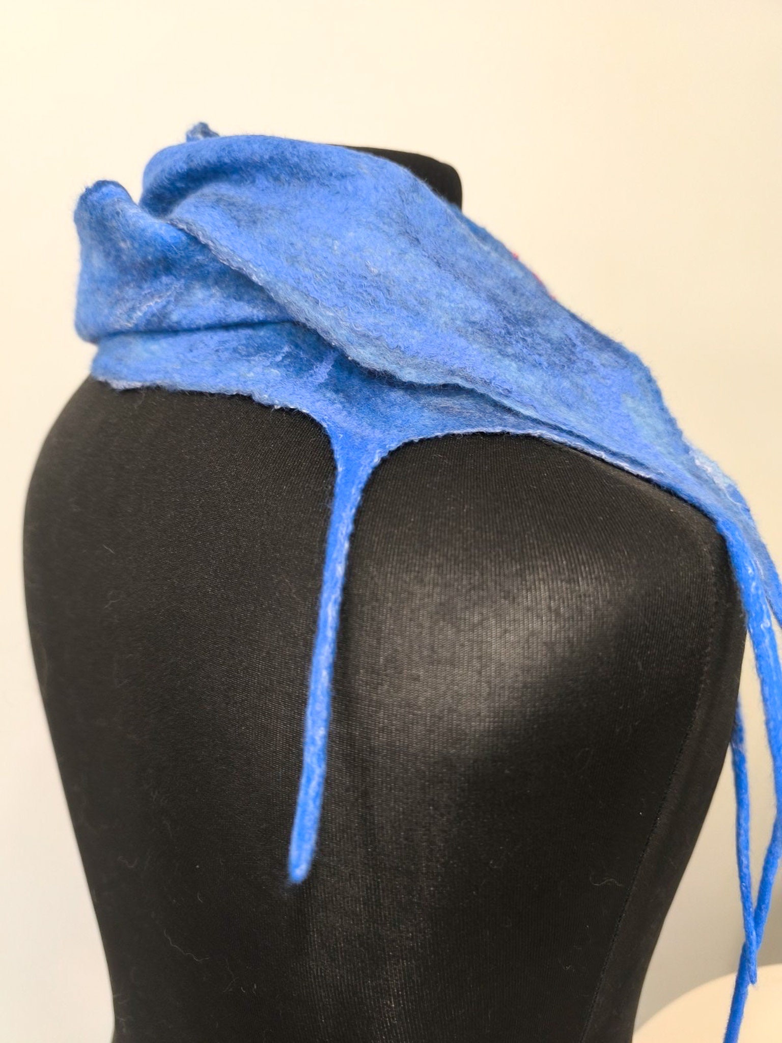 Blue Woolen Scarf for Women, Luxury Handmade Wool Scarf, Blue Nuno ...