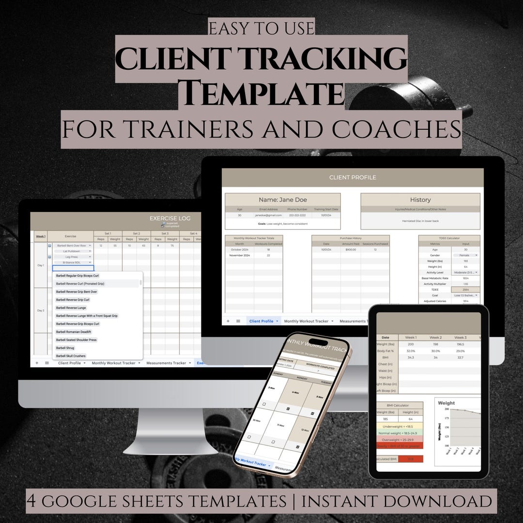 Client Tracking Templates for Trainers | Client Profile, Monthly ...