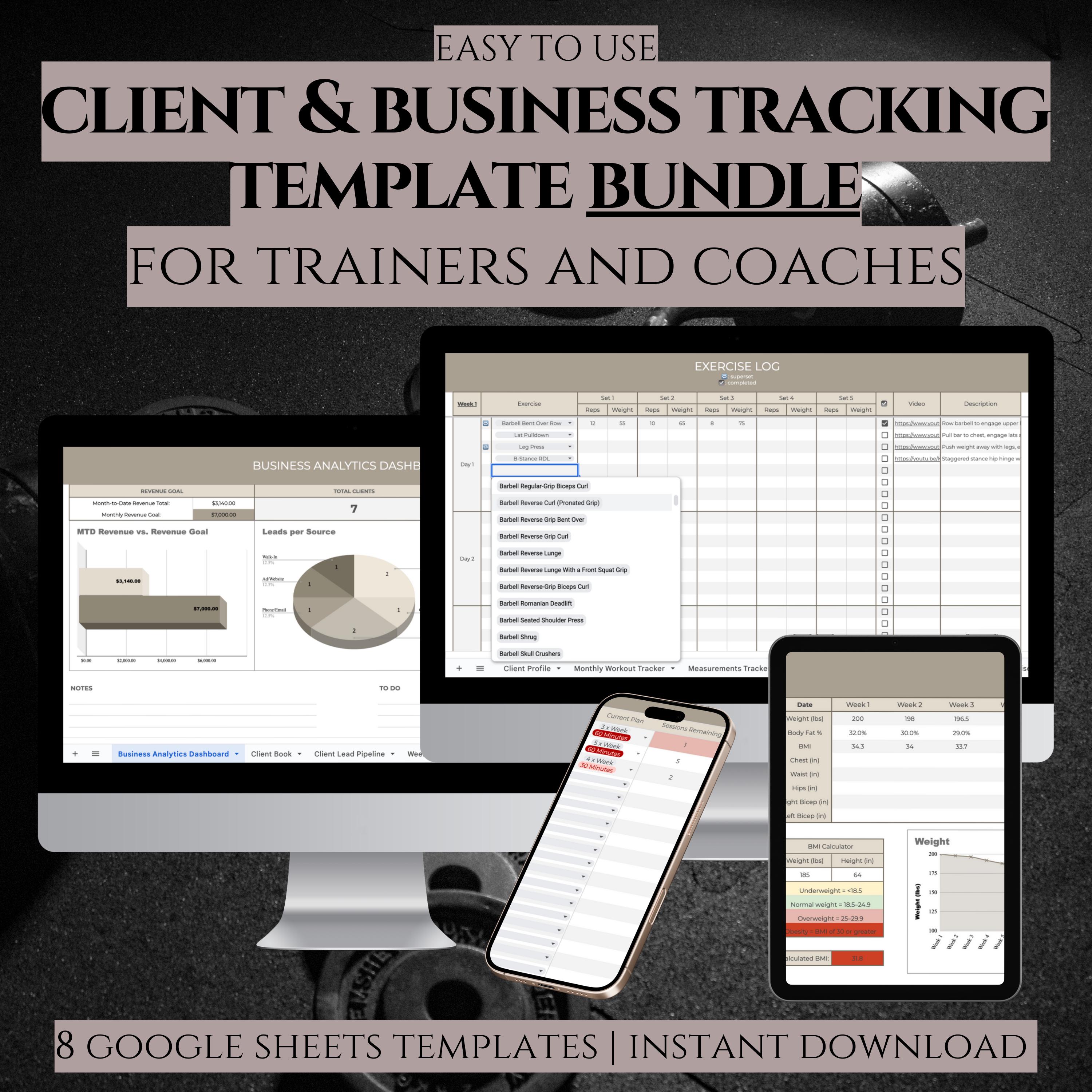 Personal Trainer Client Tracking Template BUNDLE, Client Program, TDEE ...