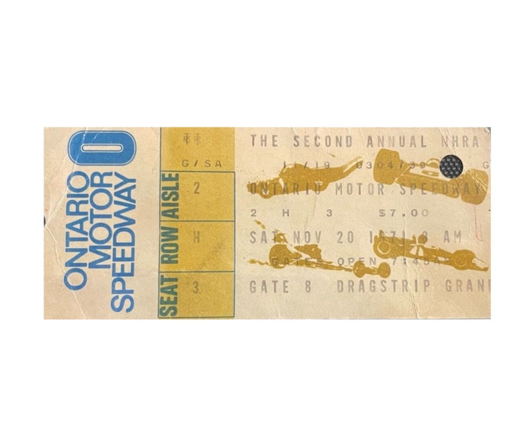 1971 NHRA Drag Race Ticket! Ontario Motor Speedway California CA - Hot ...