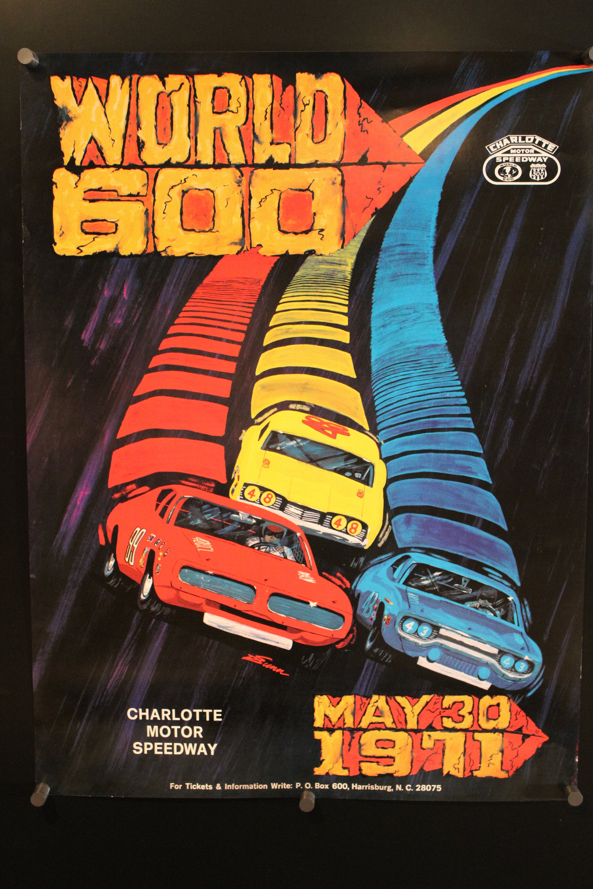 1971 NASCAR Racing Poster Rare World 600 Auto Race Sign - Etsy