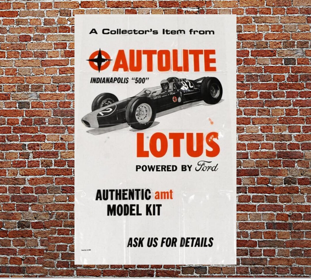 Rare 1963 Indy 500 Jim Clark Lotus AMT Model Kit Window Poster! 39x24 ...
