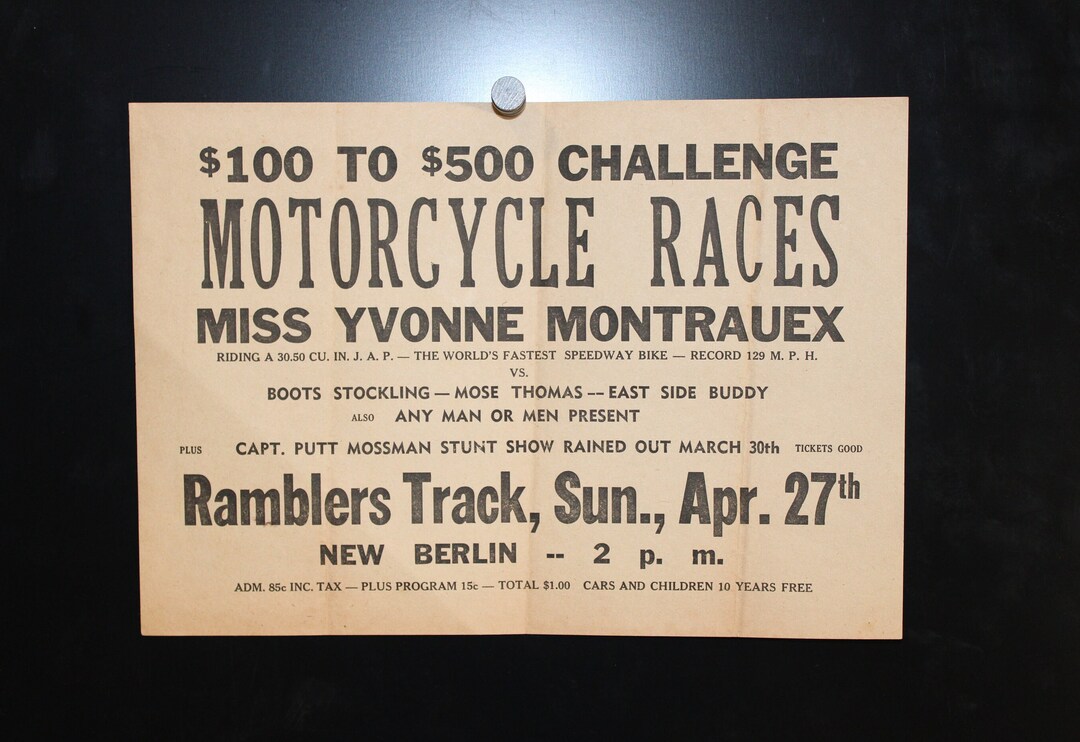 1930s Putt Mossman Stunt Show Poster Rare Motorcycle Race - Etsy