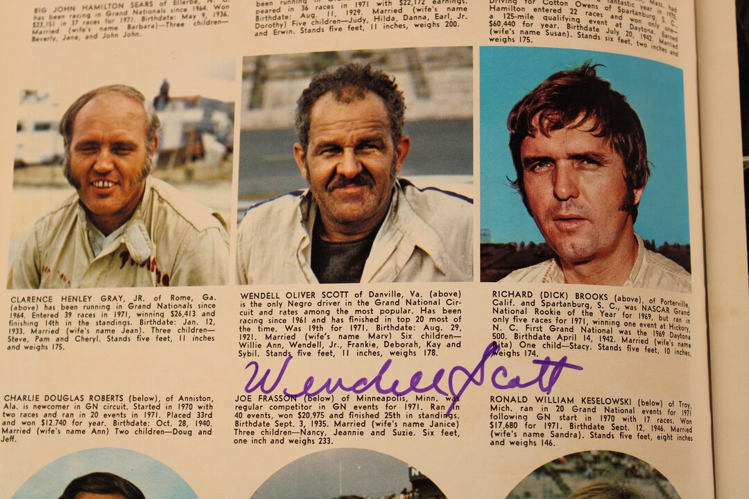 1971 Wendell Scott Signed NASCAR Program African American - Etsy