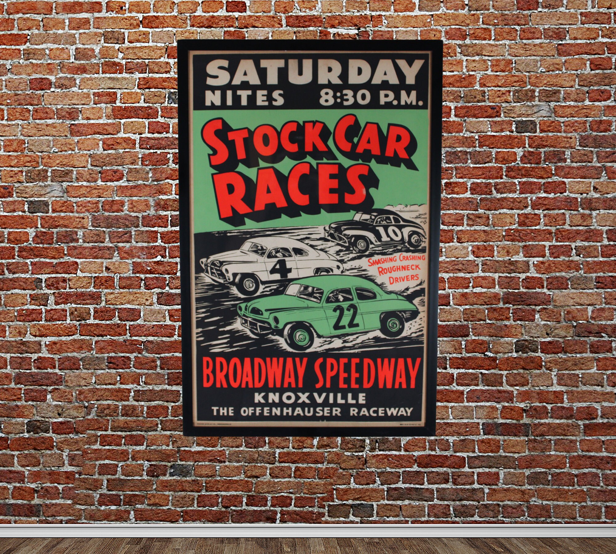 1950s Broadway Speedway Stock Car Racing 14X22 Framed Poster! Knoxville ...