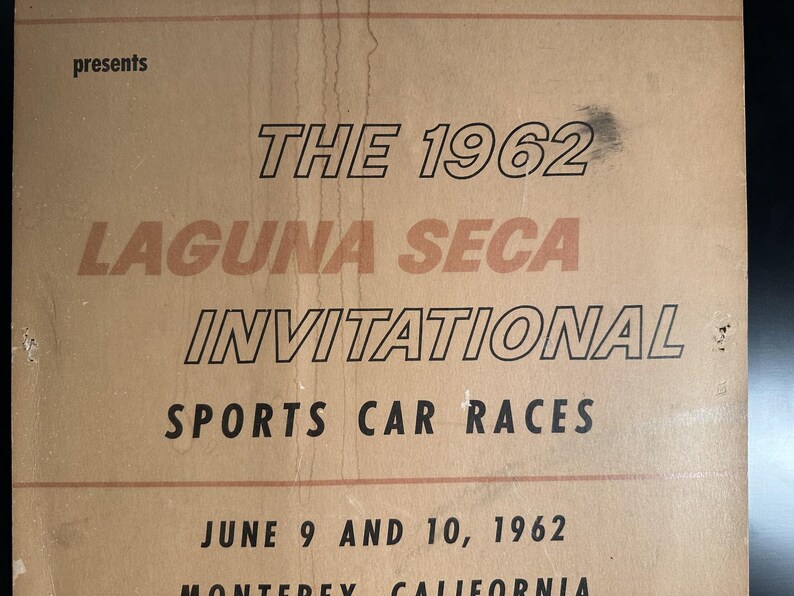 1962 Laguna Seca Sports Car Races Poster Rare Original 14X18 Vintage ...