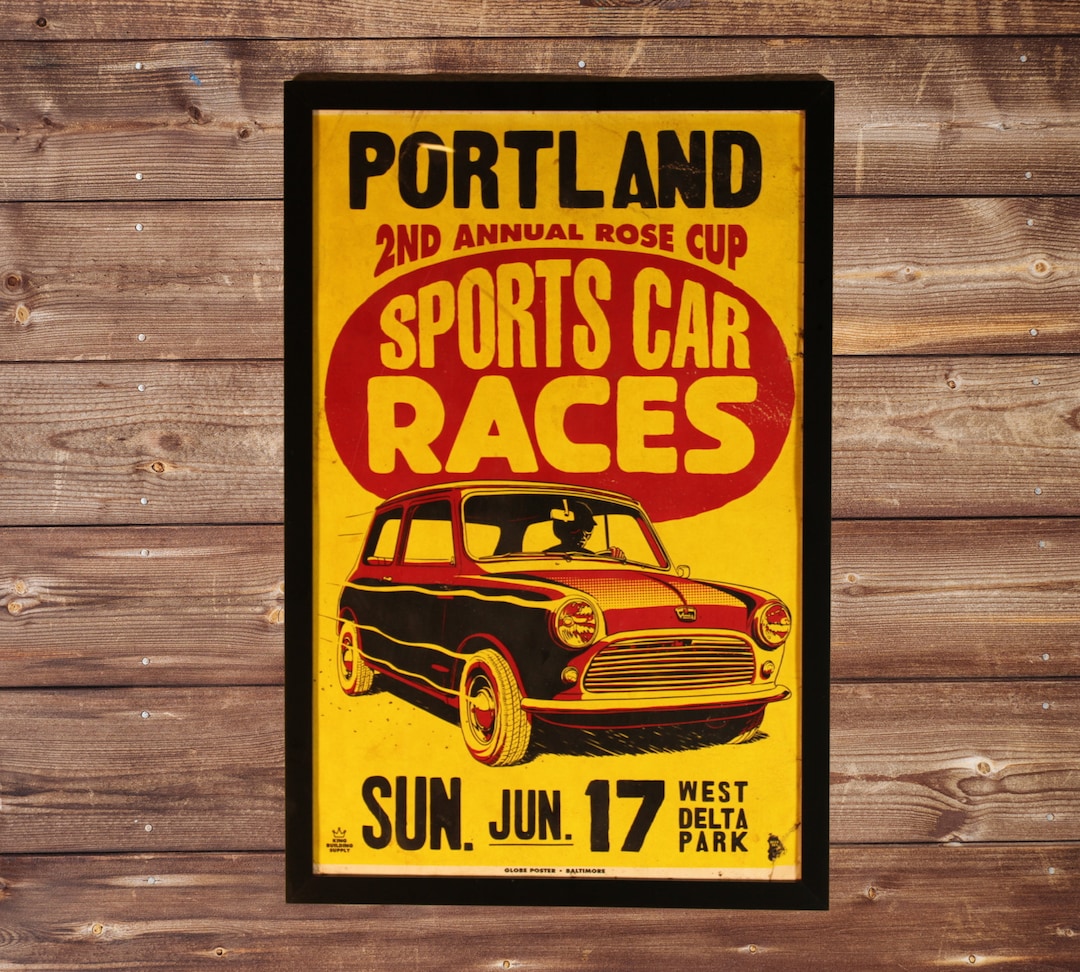 1960s Portland Racing Original Framed Poster Austin Mini Cooper on ...