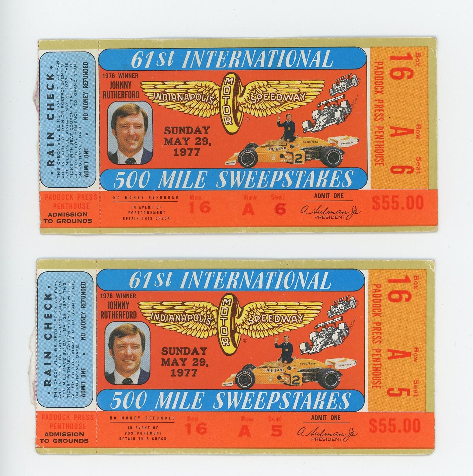 1977 Indy 500 Racing Ticket! Vintage Indianapolis Race Stub, Racer ...