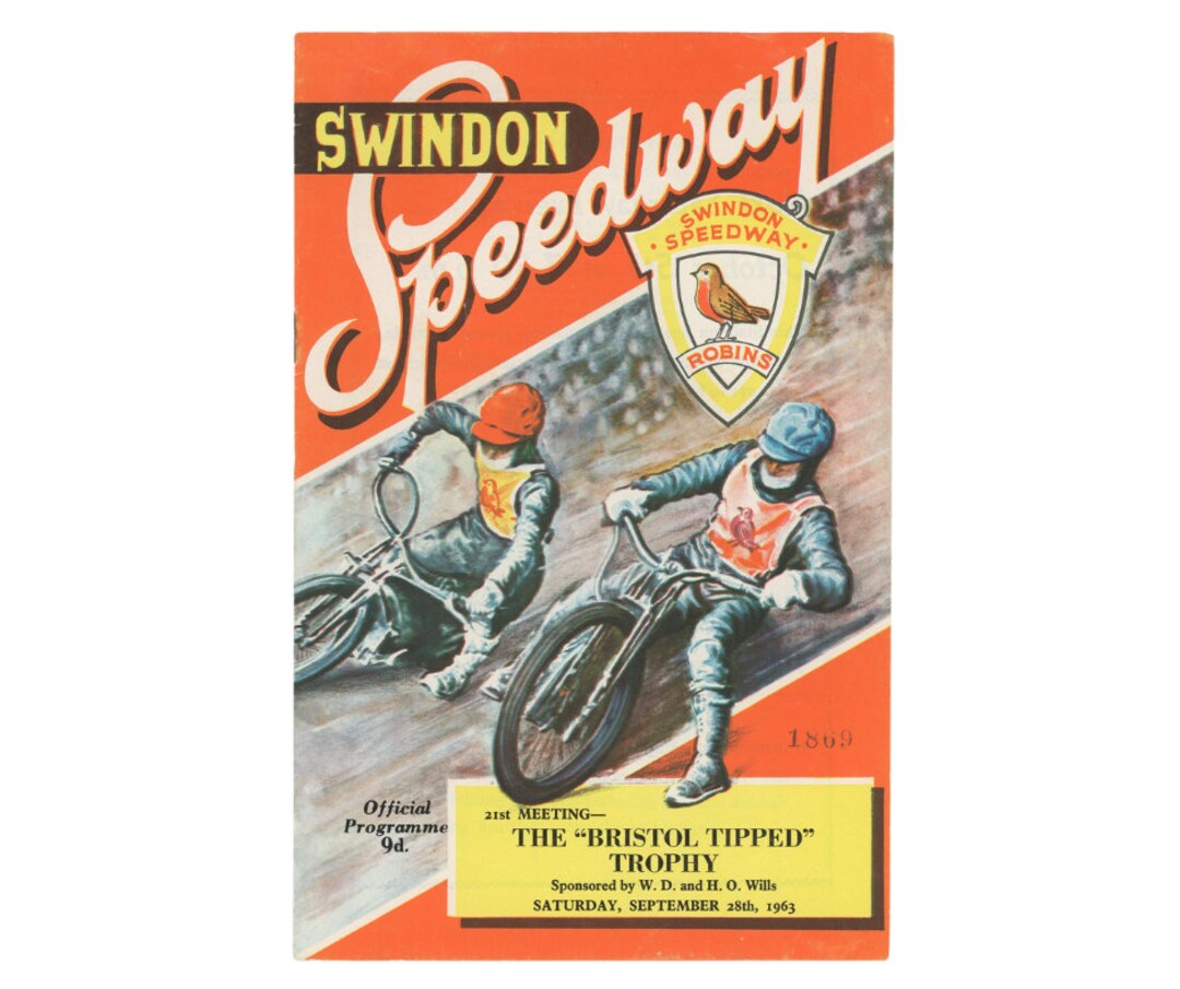 1963 Swindon Speedway Motorcycle Racing Program, Bristol Tipped Trophy ...
