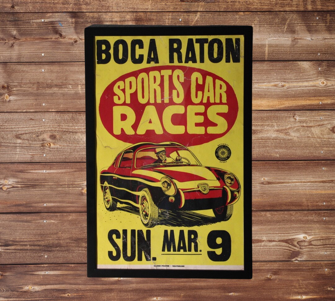 1950s Boca Raton Racing Original Framed Poster! Fiat Abarth on Cover ...