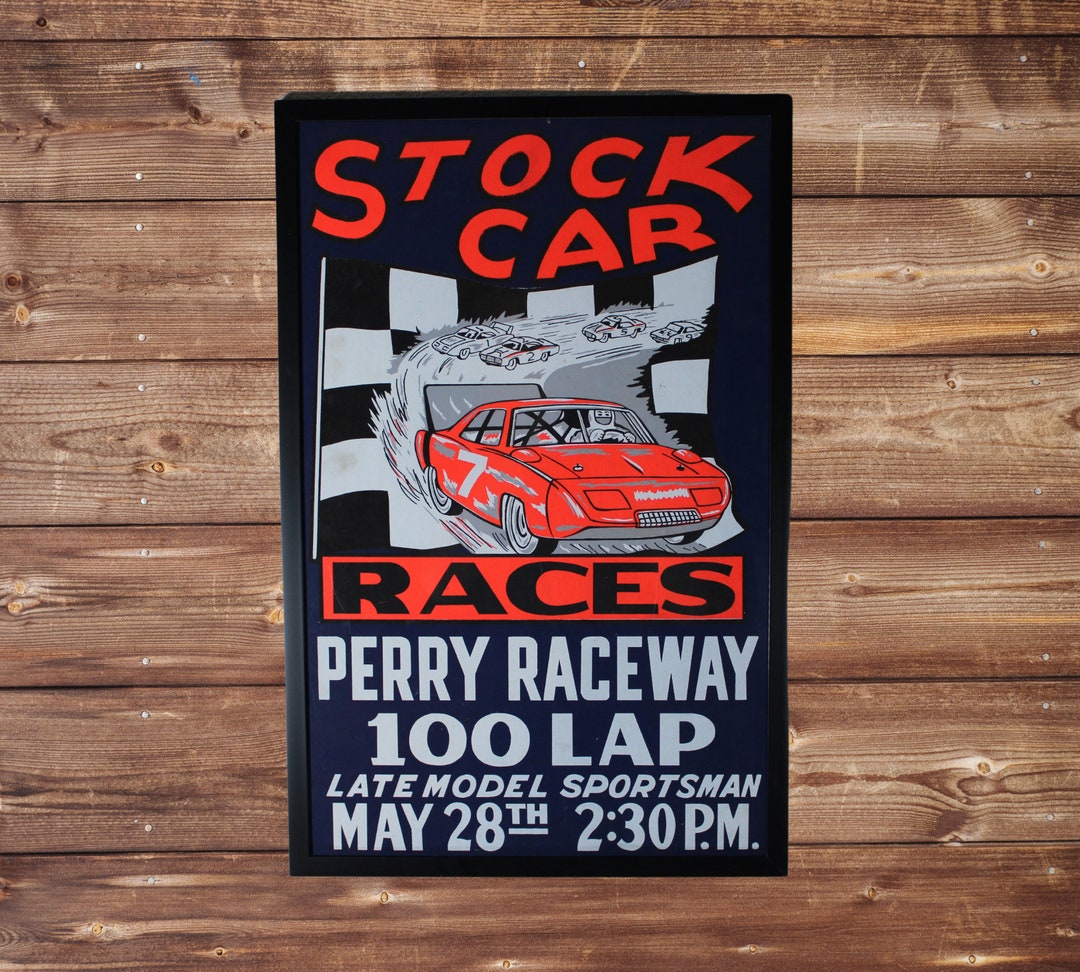 1960s Perry Raceway Stock Car Racing 14X22 Framed Poster! Dodge Daytona ...