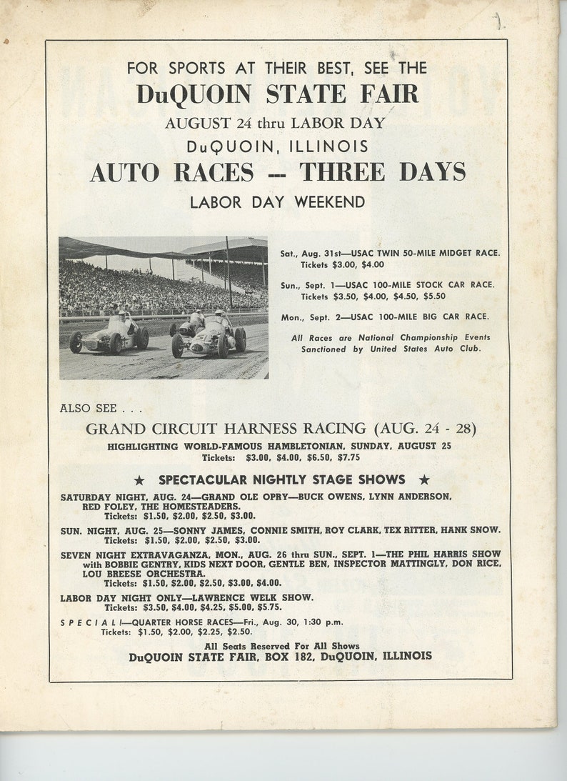 1968 Illinois Stock Car Racing Program Rare 100-mile National - Etsy