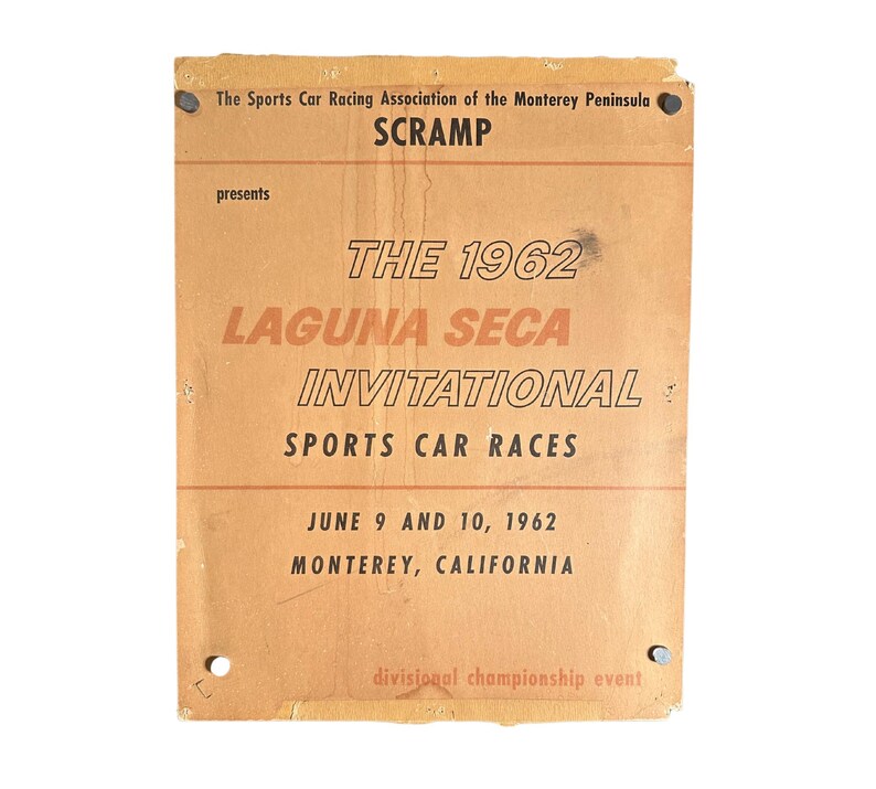 1962 Laguna Seca Sports Car Races Poster Rare Original 14X18 Vintage ...