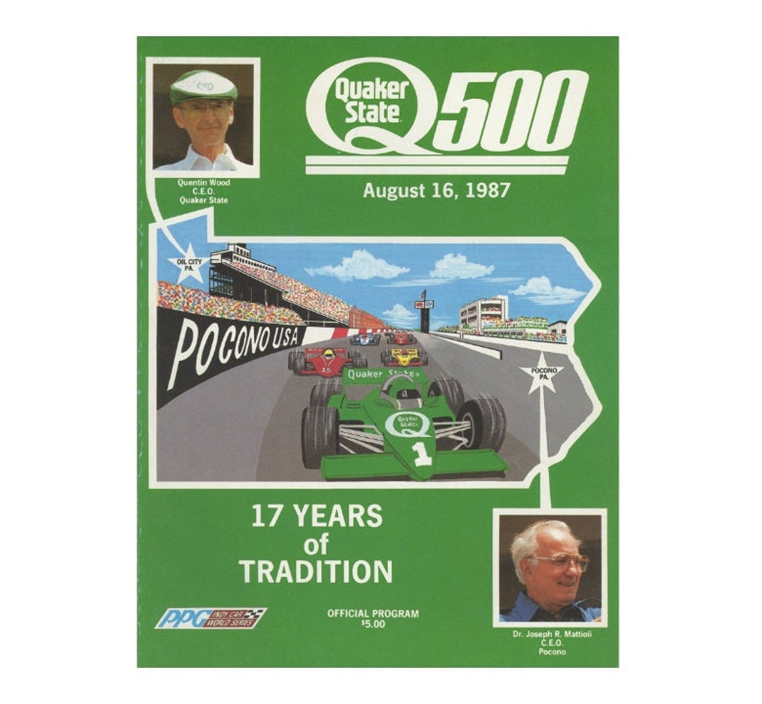 1987 Pocono 500 Racing Program! Rare Vintage Quaker State Indycar ...