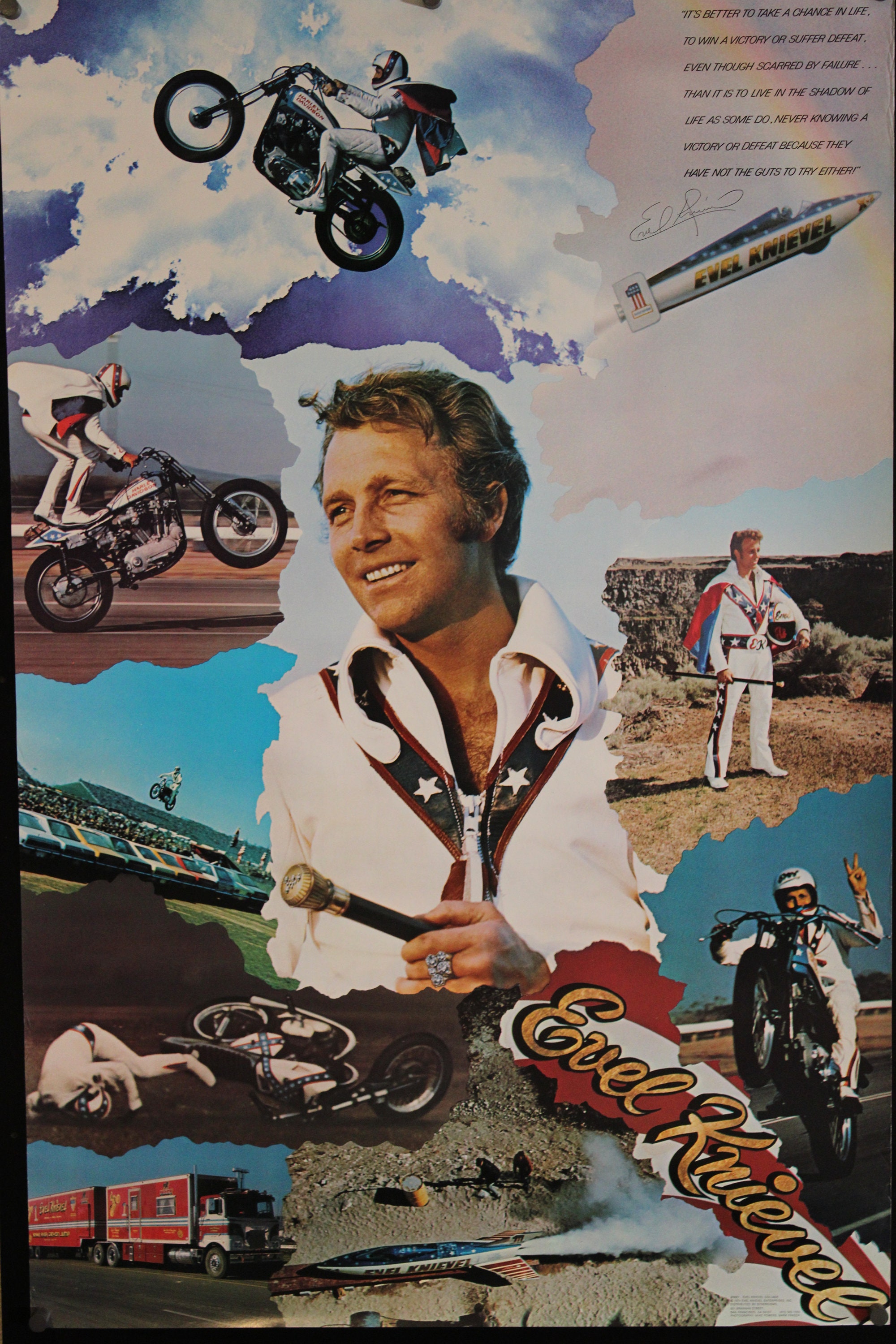 1974 Evel Knievel Multi Photo Poster Original Vintage Daredevil Stunt ...