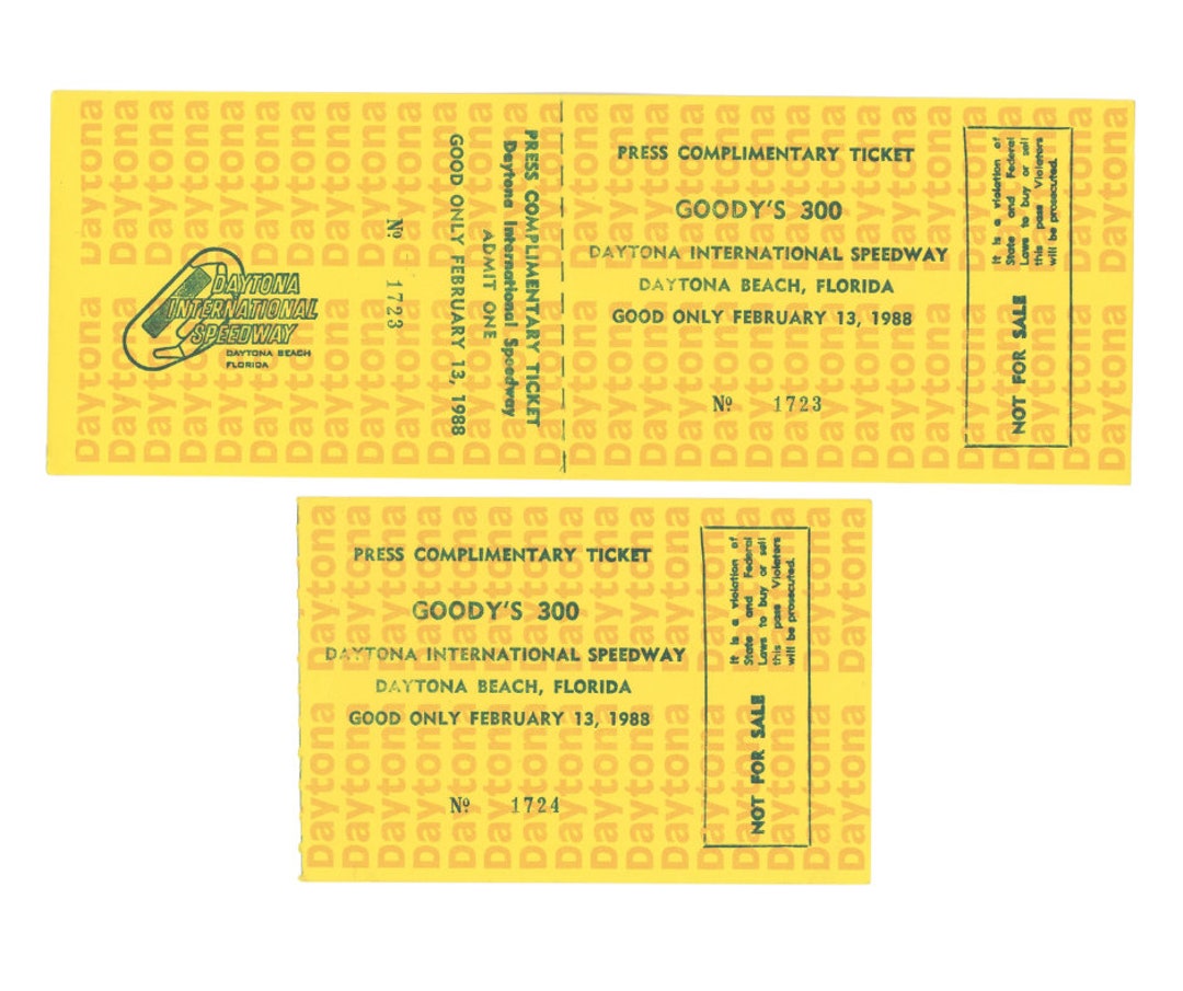 1988 NASCAR Goody's 300 Race Tickets! Vintage Busch Series Bobby ...