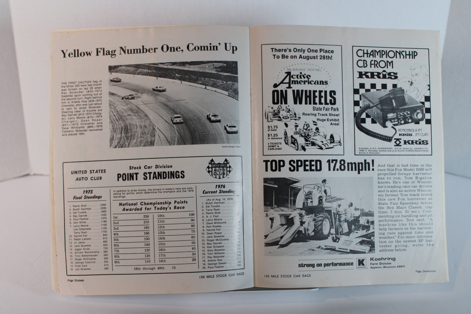1976 Wisconsin Stock Car Racing Program Rare Vintage 150 National ...