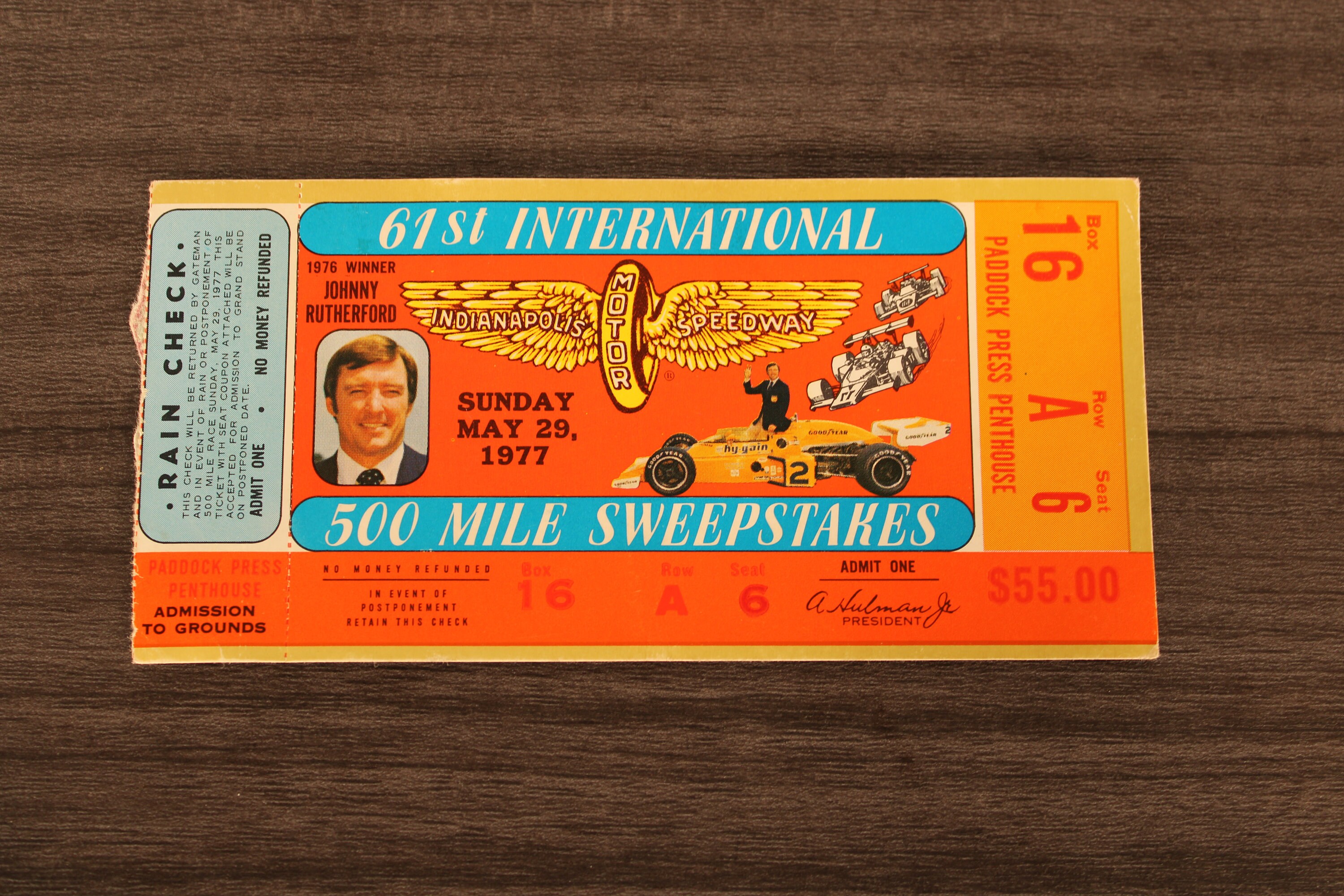 1977 Indy 500 Racing Ticket! Vintage Indianapolis Race Stub, Racer ...