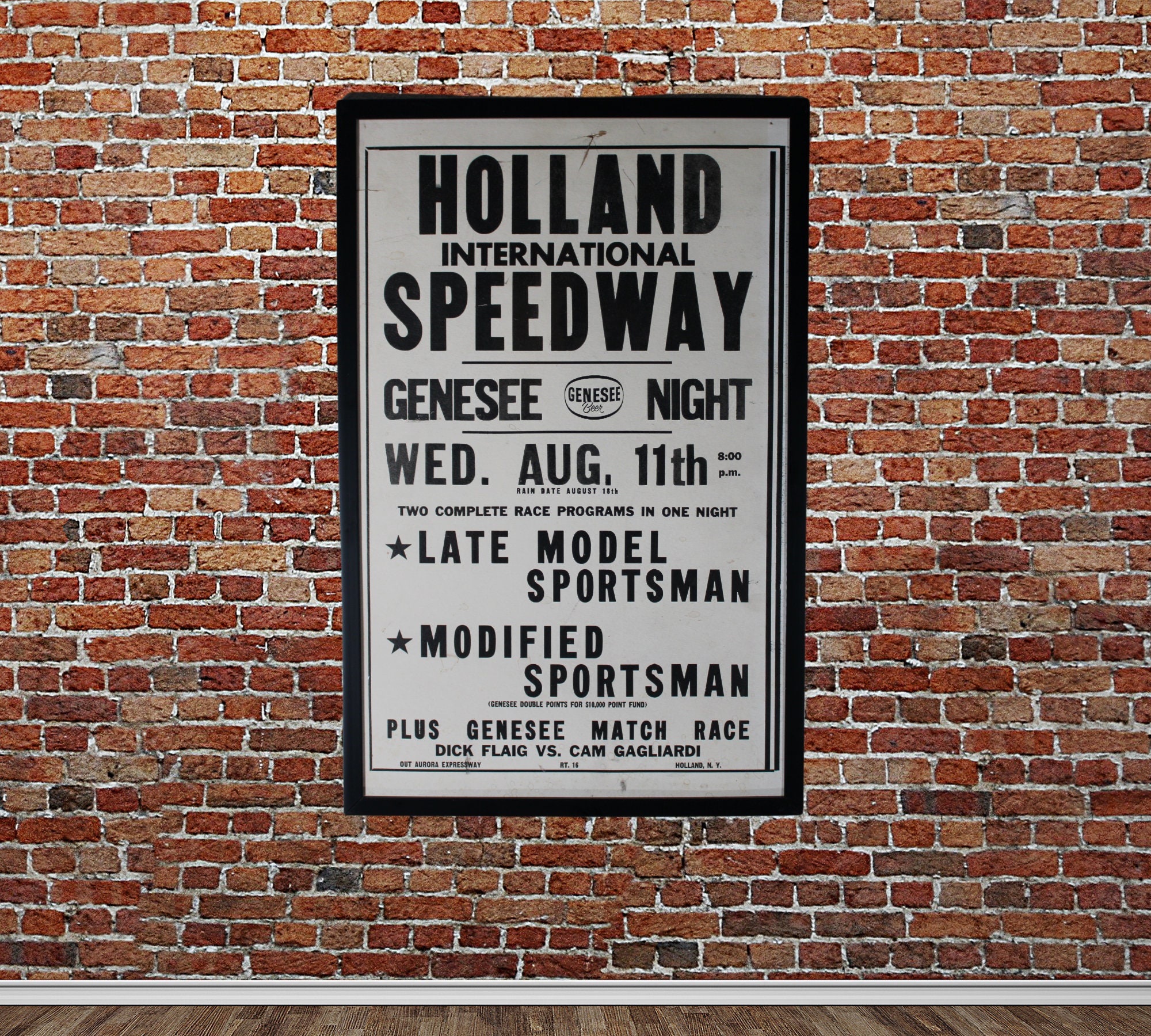 1960s Holland Speedway Stock Car Racing 14X22 Framed Poster Genesee ...