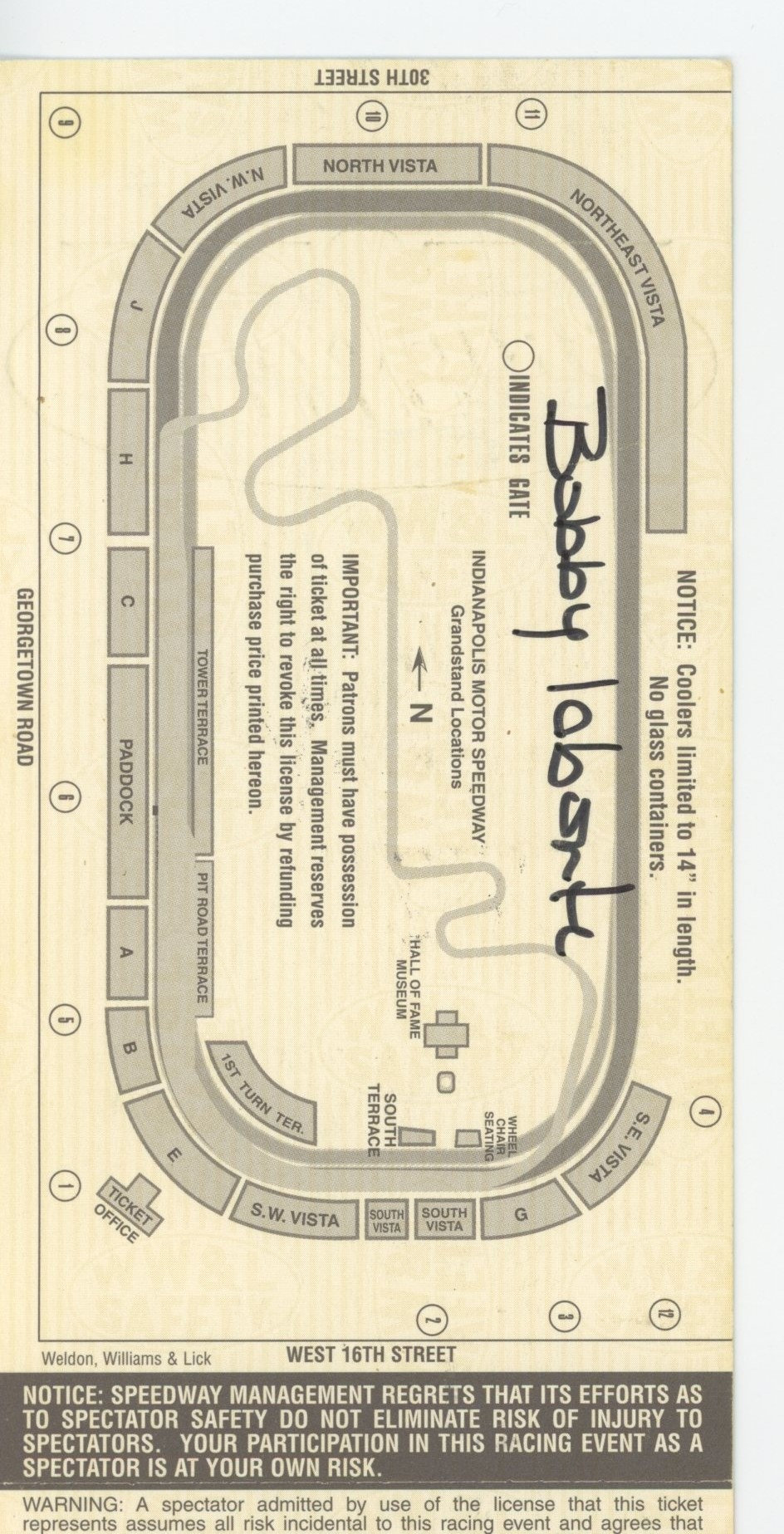 2000 Brickyard 400 Autographed NASCAR Race Ticket! Signed by Darrel ...