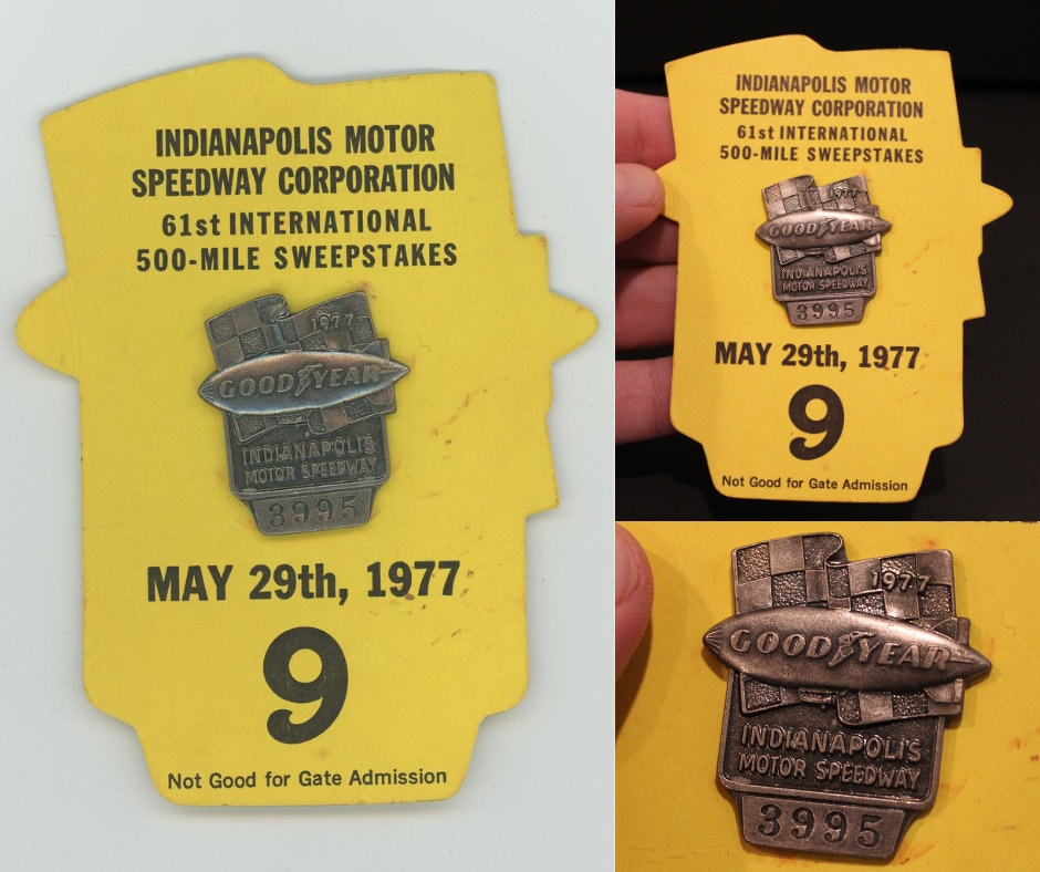1977 Indy 500 Race Program & Pit Badge Pin With Backer Indianapolis ...