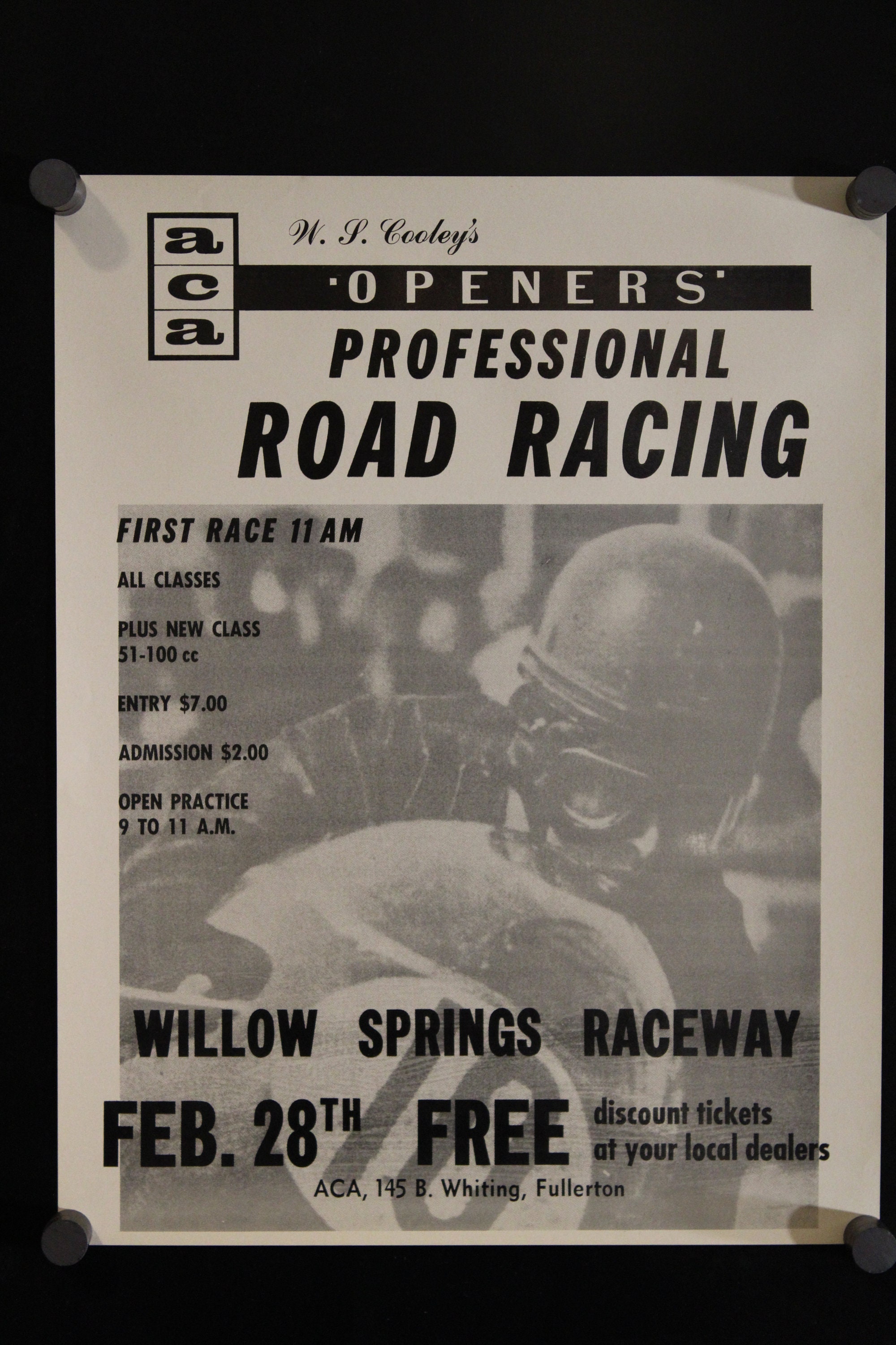 1960s California Motorcycle Race Poster! Willow Springs Rare Flyer Ad ...