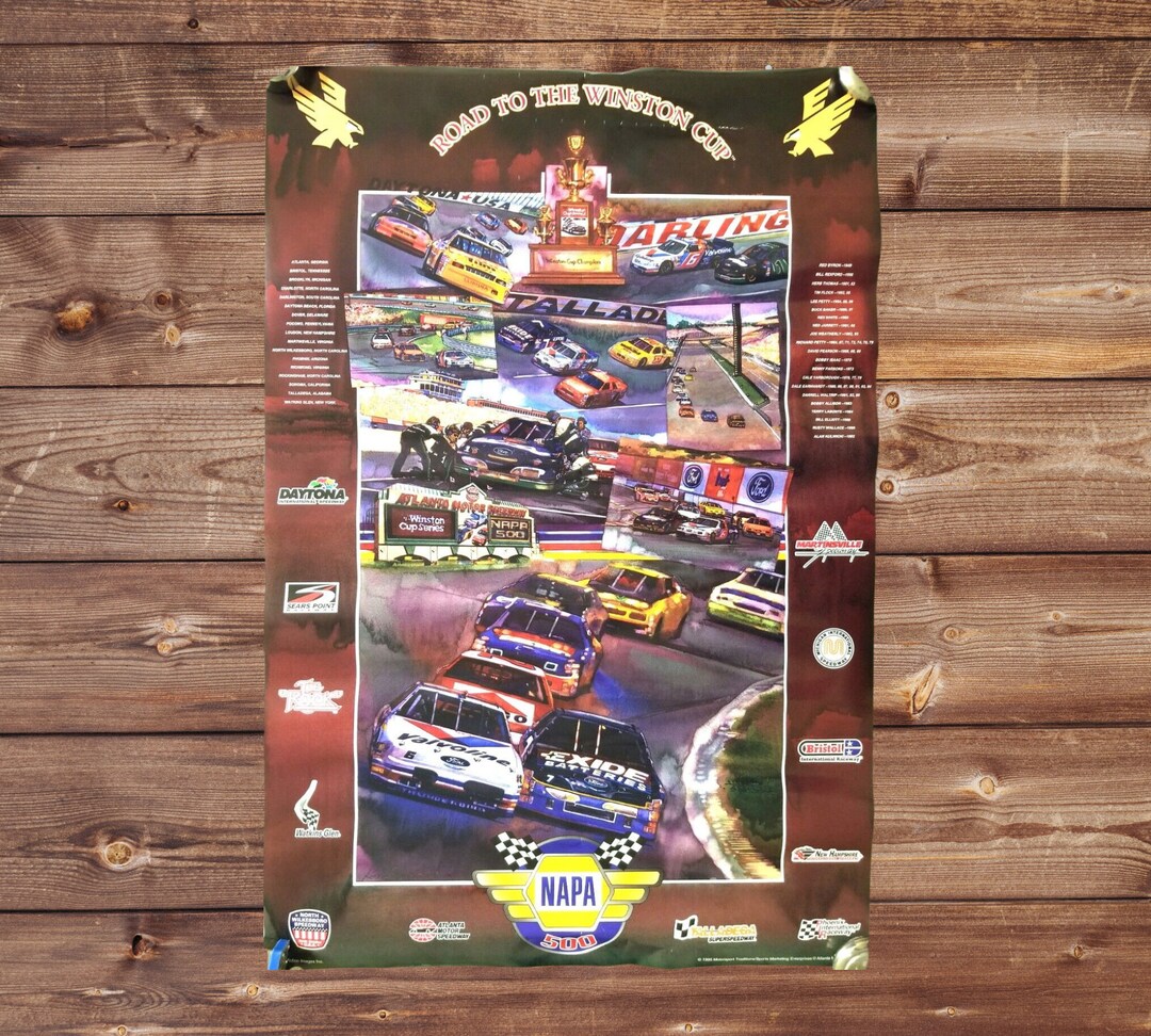 1995 NASCAR Napa 500 Racing Poster NOS! Road to the Winston Cup ...