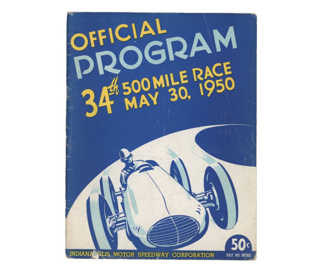 1950 Indy 500 Race Program! Rare Indianapolis Racing Programs, Johnnie ...