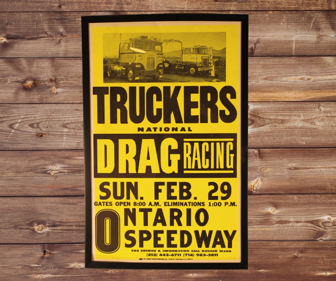 1976 Ontario Speedway Truckers National 14X22 Framed Drag Race Poster ...