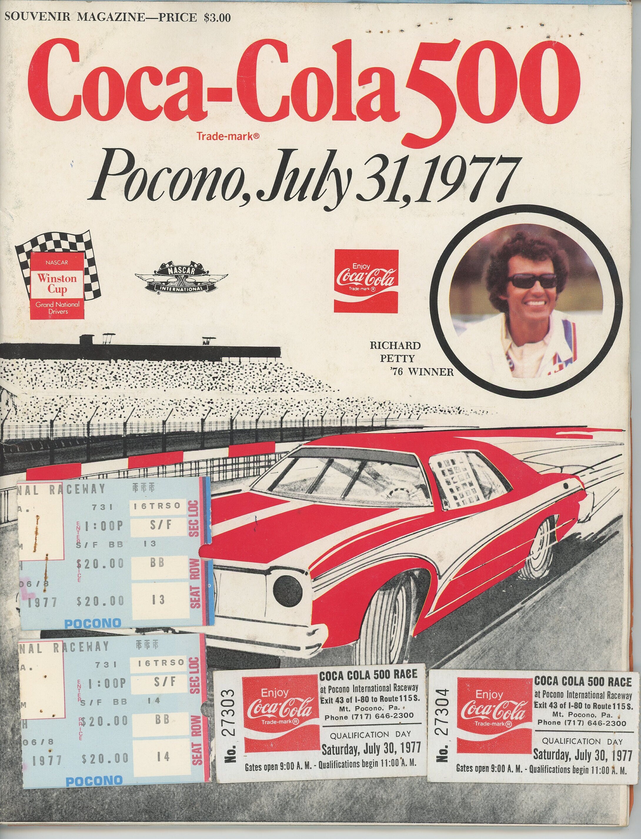 1977 Coca-cola 500 NASCAR Race Program & Ticket Lot! Pocono Racing ...