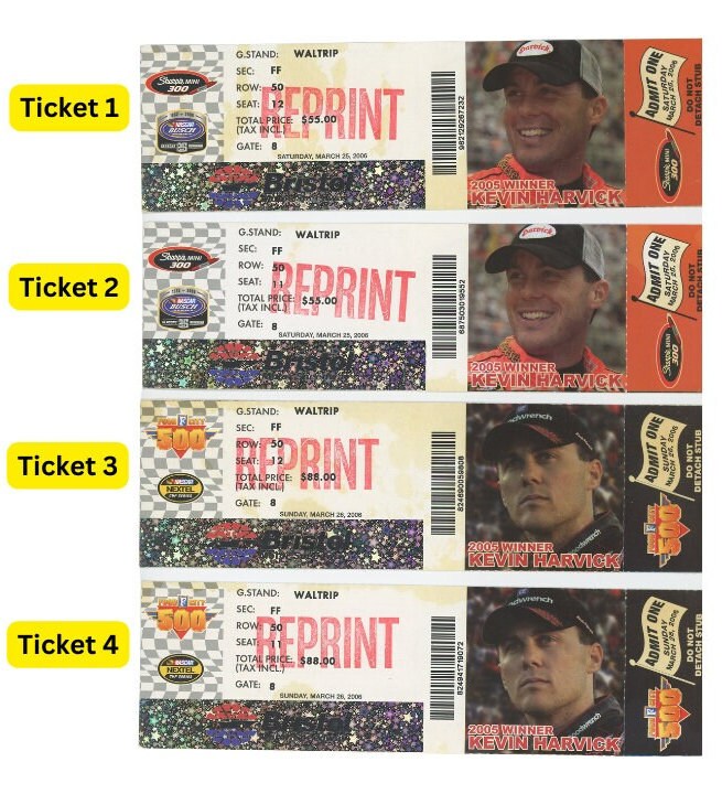 Vintage Bristol Motor Speedway NASCAR Racing Tickets 4 to Choose ...