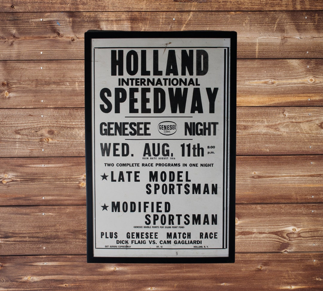1960s Holland Speedway Stock Car Racing 14X22 Framed Poster! Genesee ...