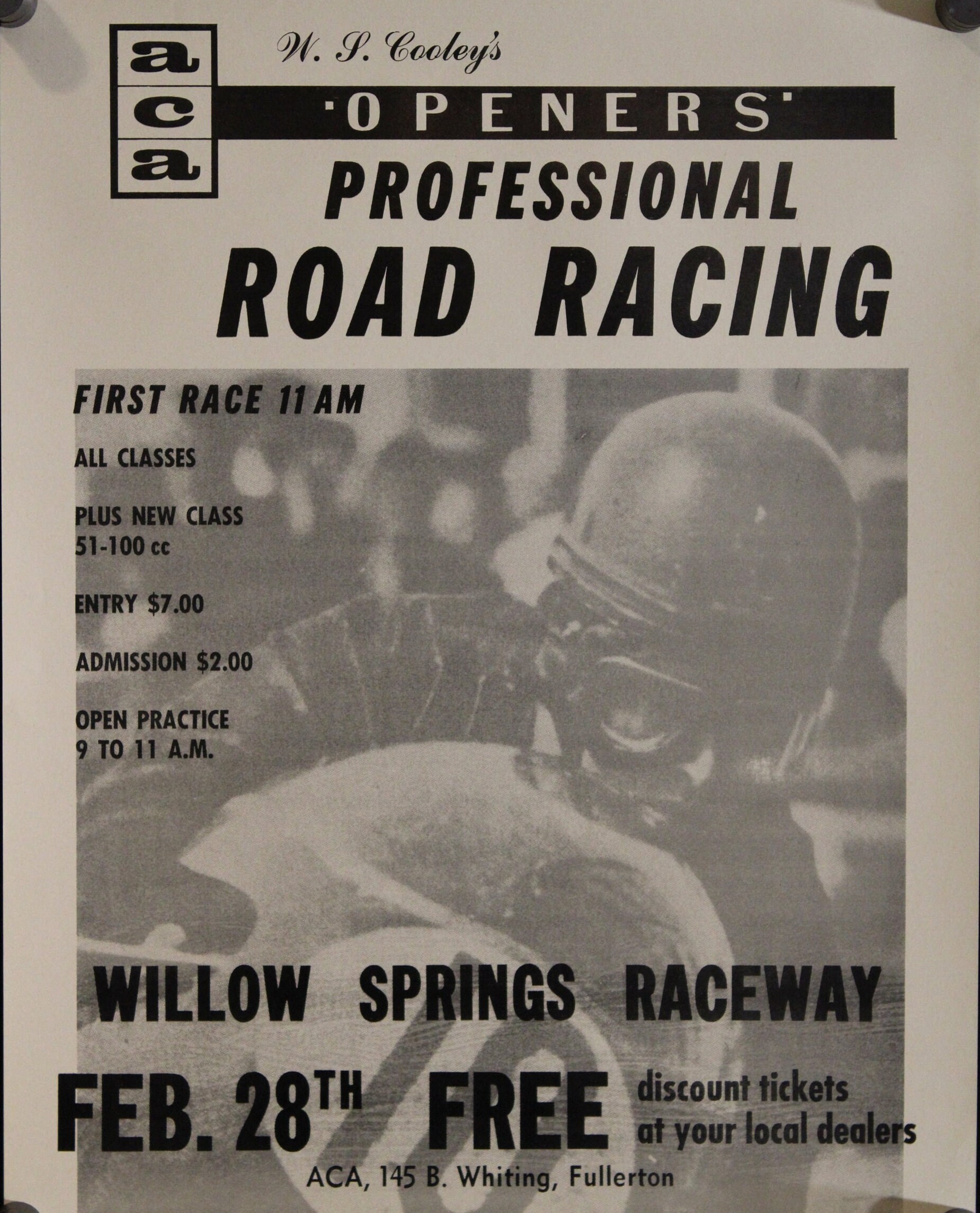 1960s California Motorcycle Race Poster Willow Springs Rare Flyer Ad ...
