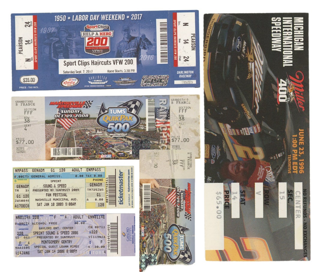 Vintage NASCAR Racing Tickets! 6 to Choose: Rare Vintage Stock Car Race ...