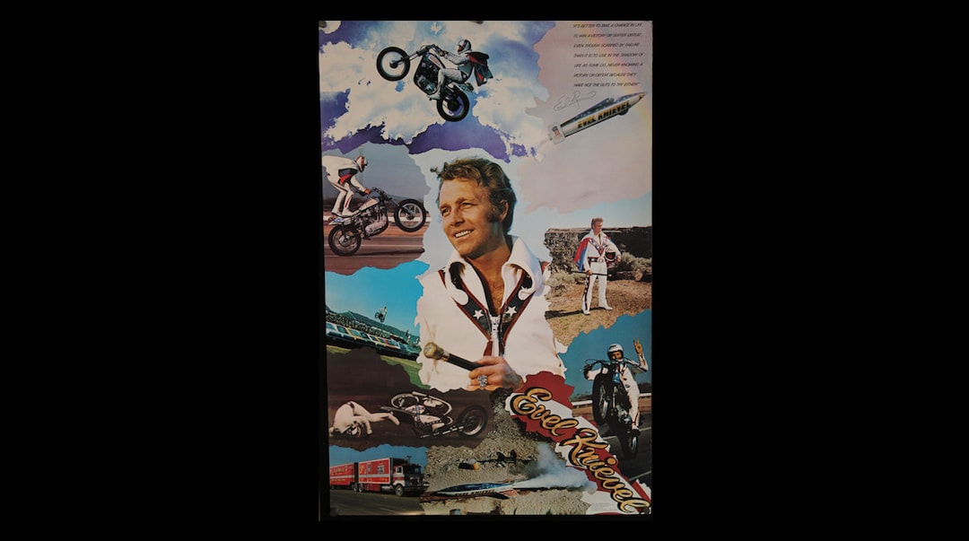 1974 Evel Knievel Multi Photo Poster Original Vintage Daredevil Stunt ...